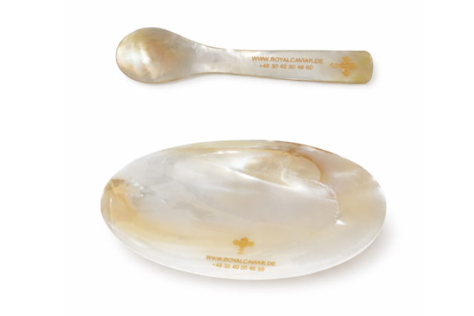 Small mother-of-pearl caviar dish and spoon | Buy at Royal Caviar ...